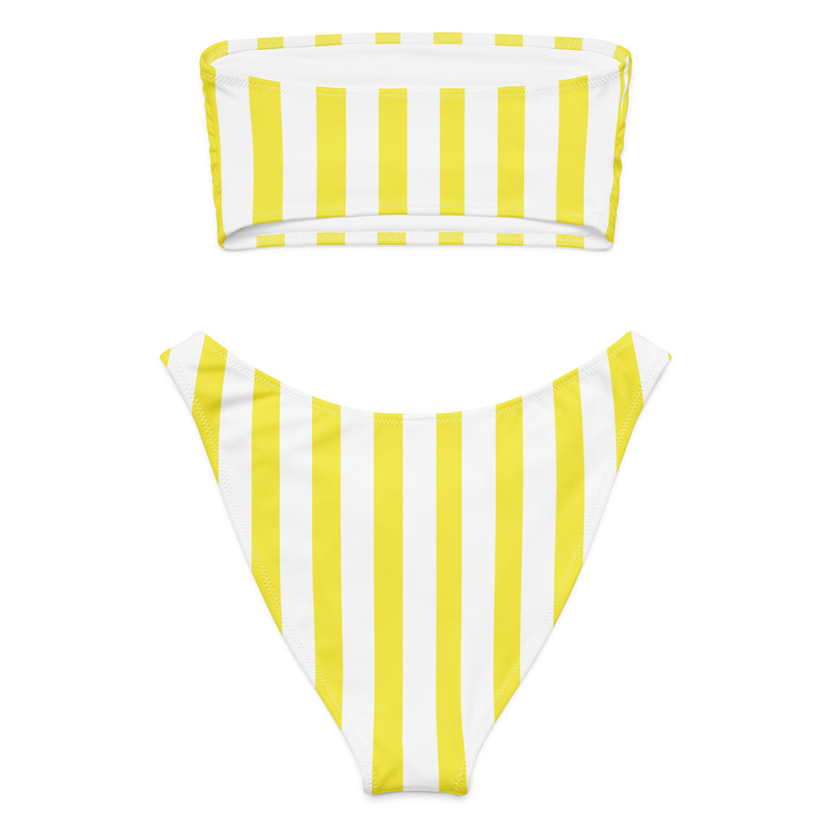 BAD GYAL TINGS TUBE TOP YACHT LIFE bikini yellow & white – Rice & Tees